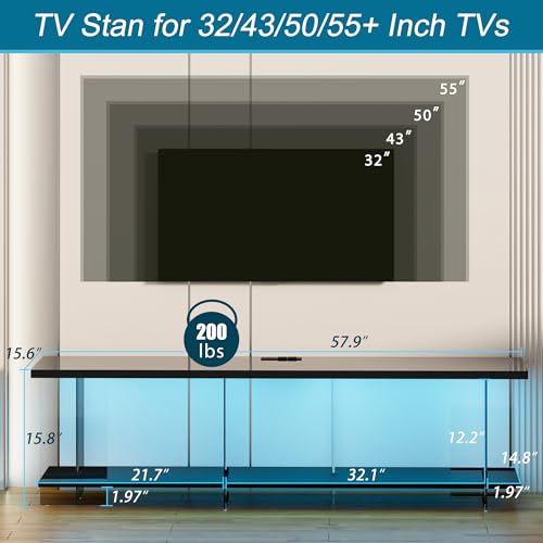 UEV Smart TV Stand with LED Strip & Charging Station,Modern Gaming ...
