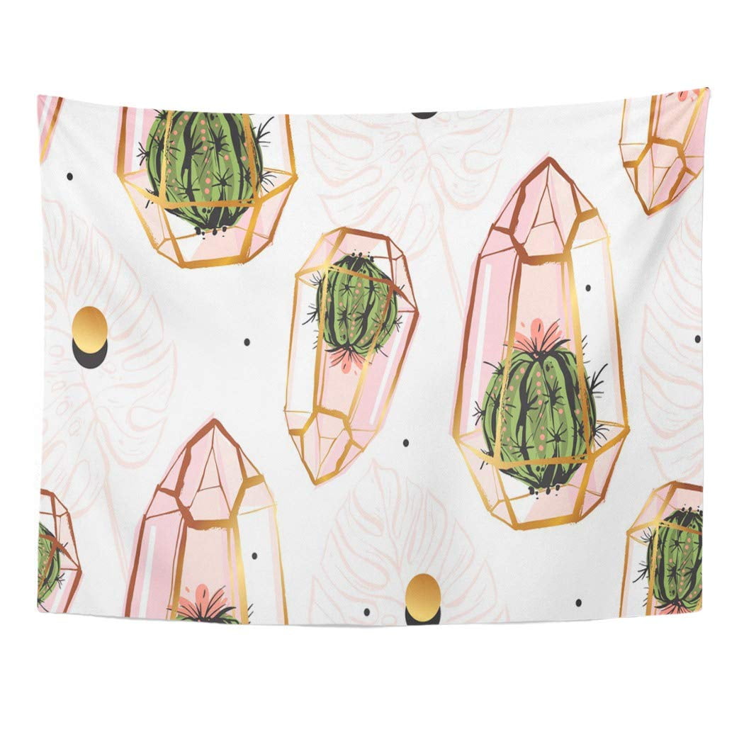 UFAEZU Abstract Golden Terrarium Polka Dots Tropical Palm Leaves and ...