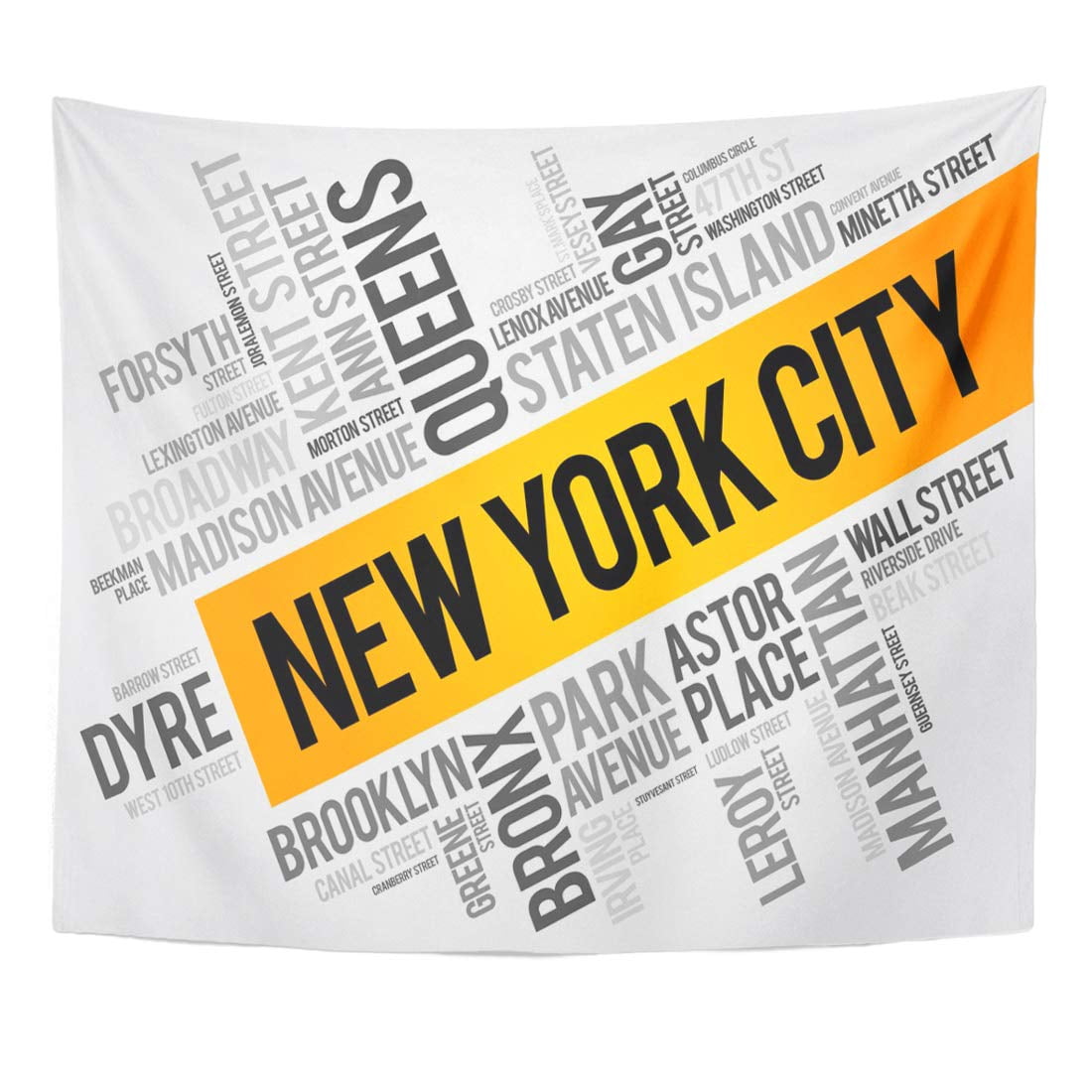 UFAEZU America List Streets in New York City Word Wall Art Hanging ...