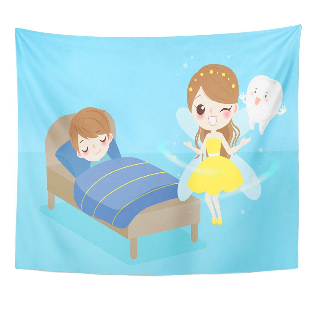 UFAEZU Beautiful Cute Cartoon Tooth Fairy Boy Sleeping Bad Butterfly ...