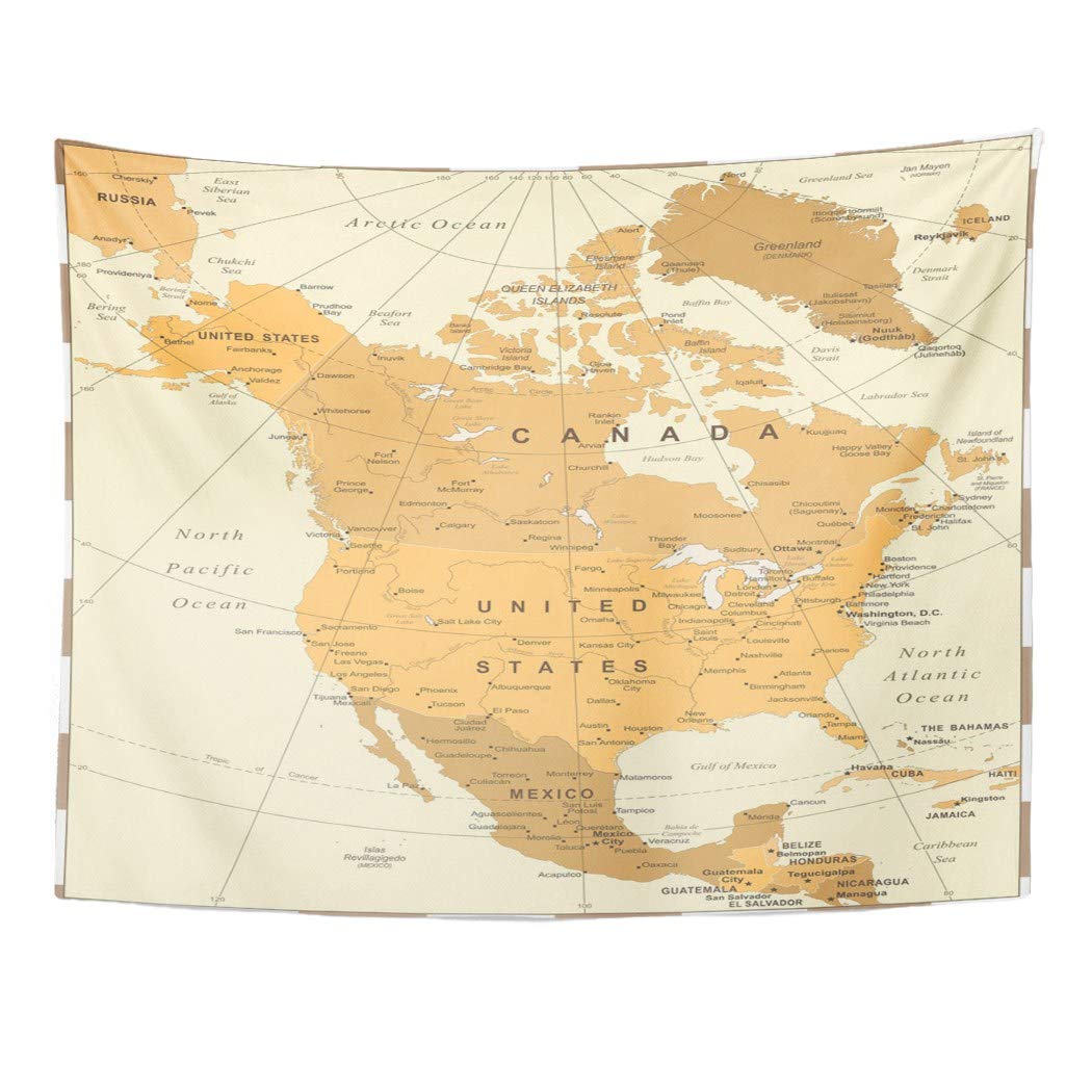 UFAEZU Belize North America Map Vintage Canada Capital Cities City Wall ...