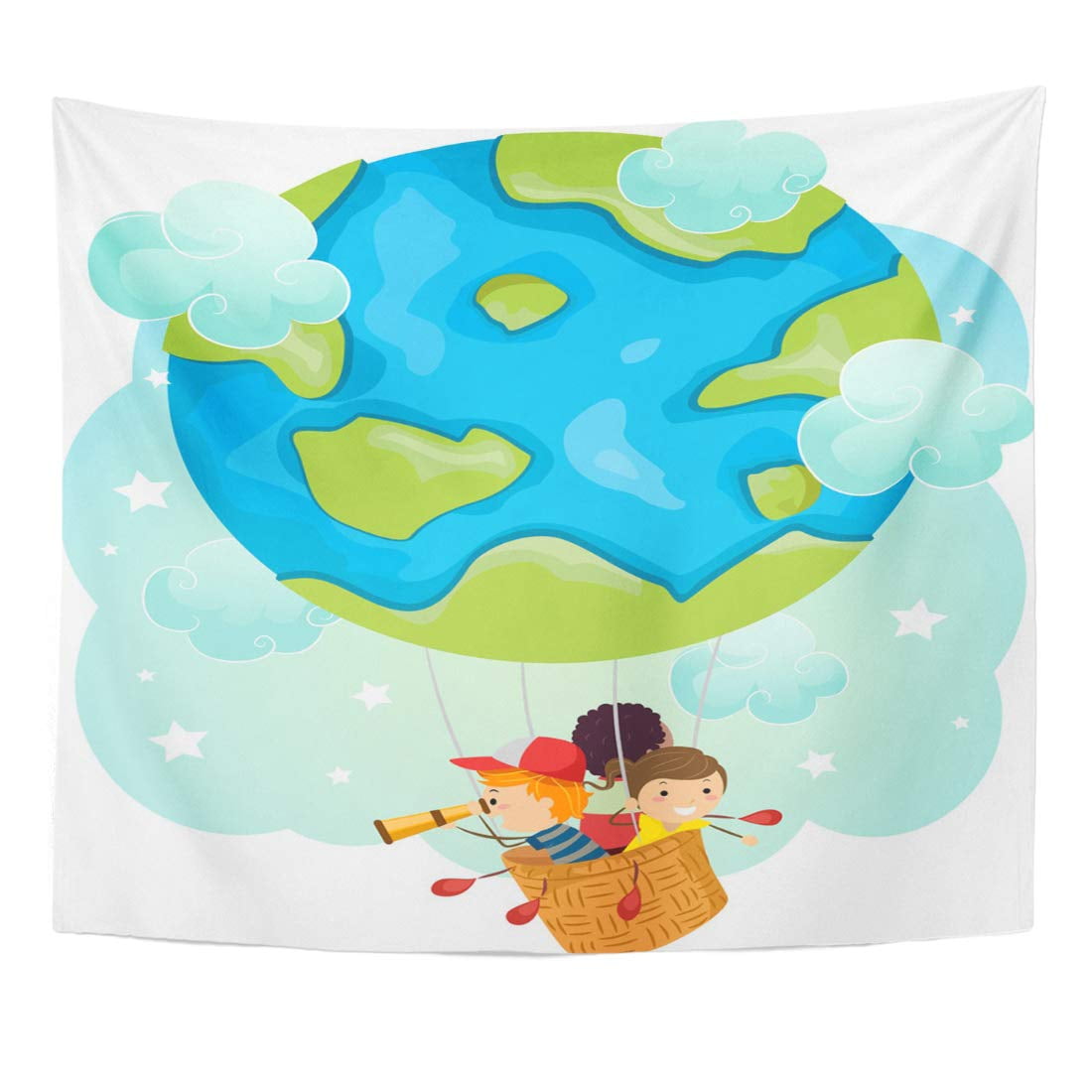 UFAEZU Blue Travel Stickman Group Preschool Kids Traveling Wall Art ...