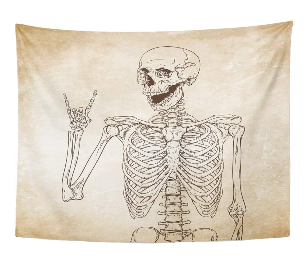 UFAEZU Body Human Posing Over Old Grunge Anatomy Bones Cartoon ...