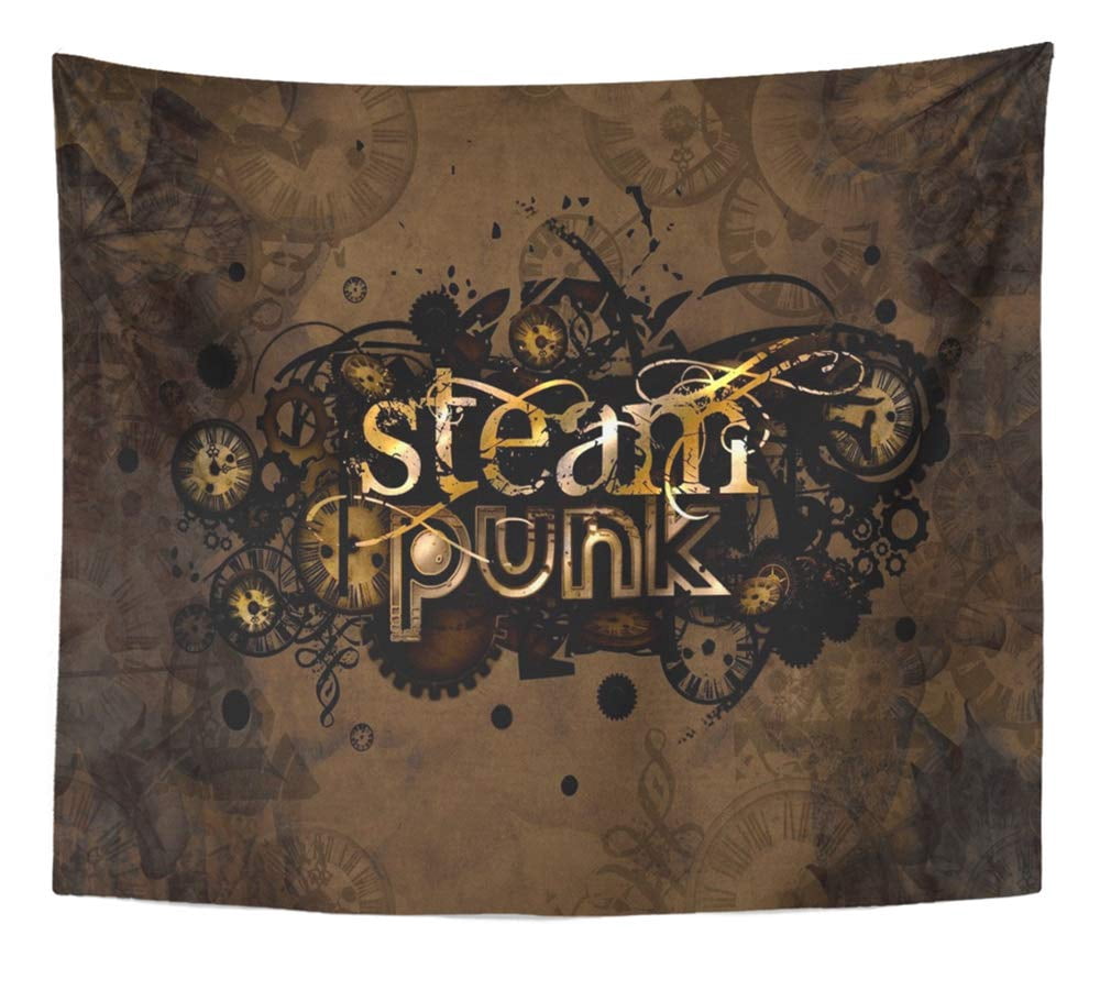 UFAEZU Brown Abstract Steam Punk Symbol Sign Aged Autumn Clock Detail ...