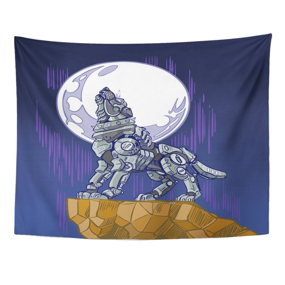 UFAEZU Cartoon Clip Mechanical Robot Wolf Baying Howling At The Moon ...