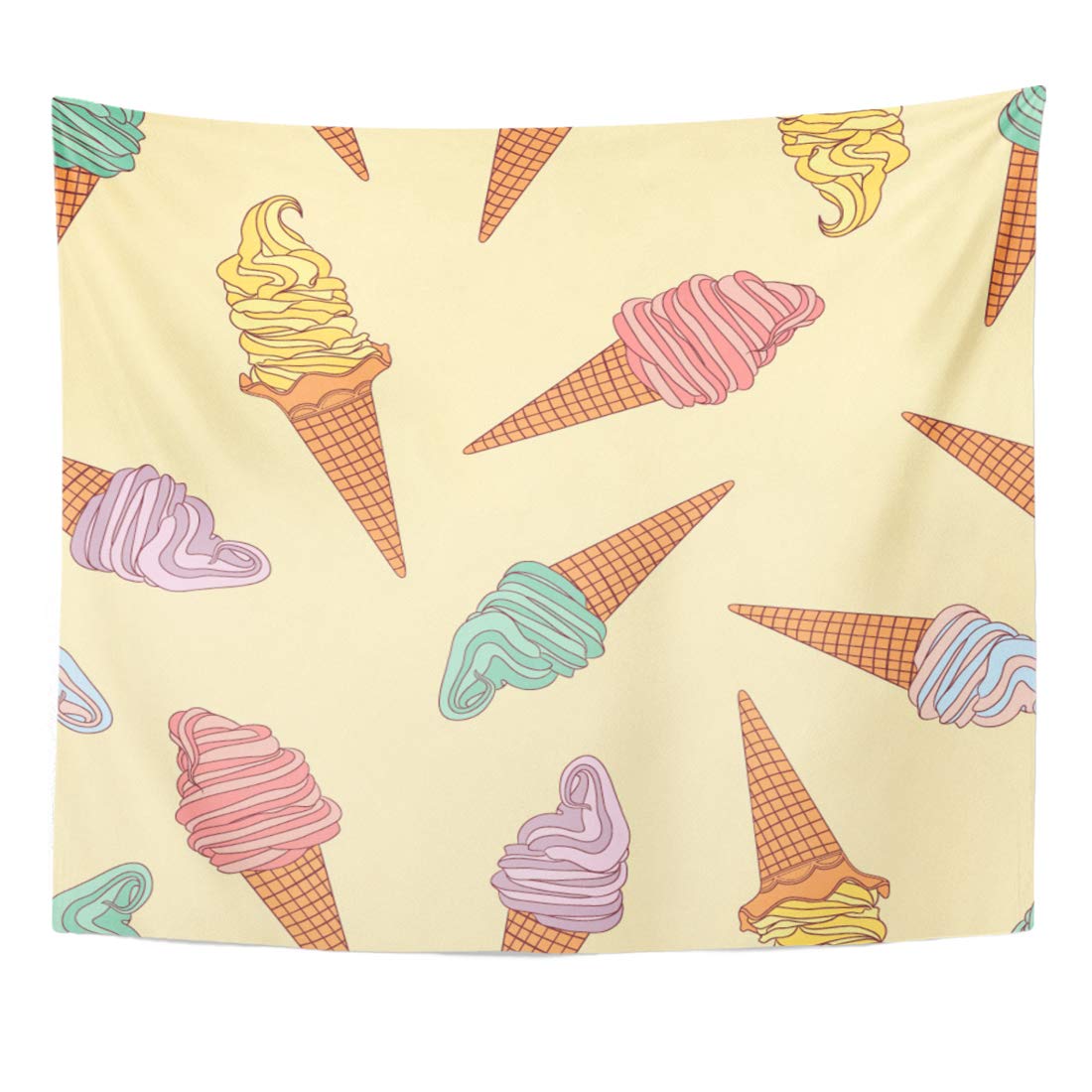 UFAEZU Cold Colorful Cartoon Cute Ice Cream Pattern Pink Chocolate Cone ...