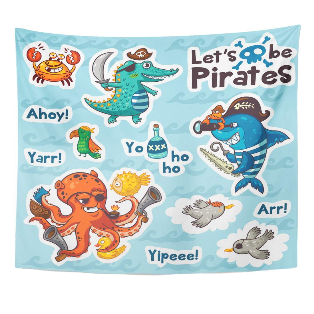 UFAEZU Collection Stickers with Pirates in Cartoon Underwater Crocodile ...