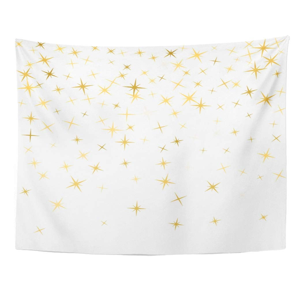 UFAEZU Cosmic Abstract Gold Star Falling Down Pattern on White Golden ...