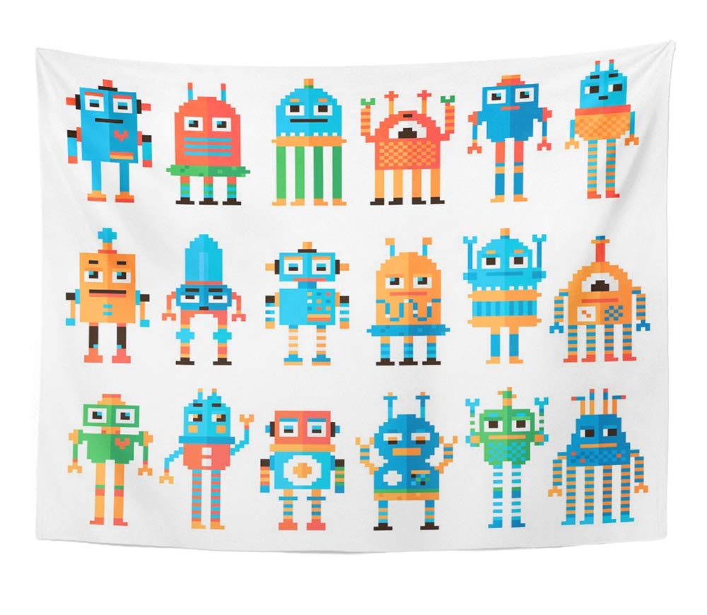 UFAEZU Game Pixel Robots White Character Monster Alien Cute Bit Boy ...