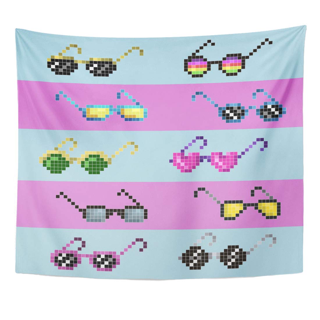 UFAEZU Green Sticker Black Bit Pixel Sunglasses Color Pattern Blue Geek ...