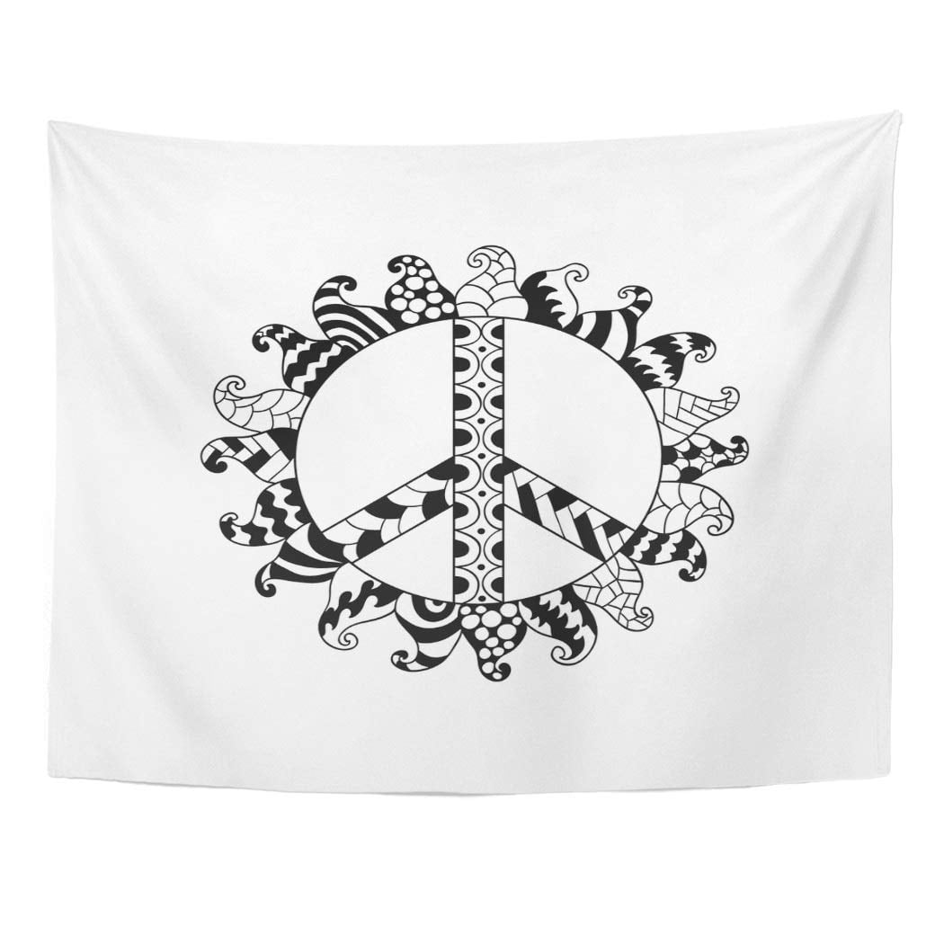 UFAEZU Hippie Vintage Peace Symbol in Zentangle Ornamental Tie Dye ...