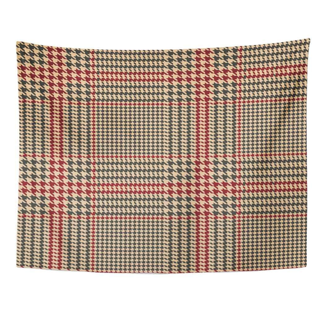 UFAEZU Hounds Tooth Pattern Geometric in Brown and Beige Color ...