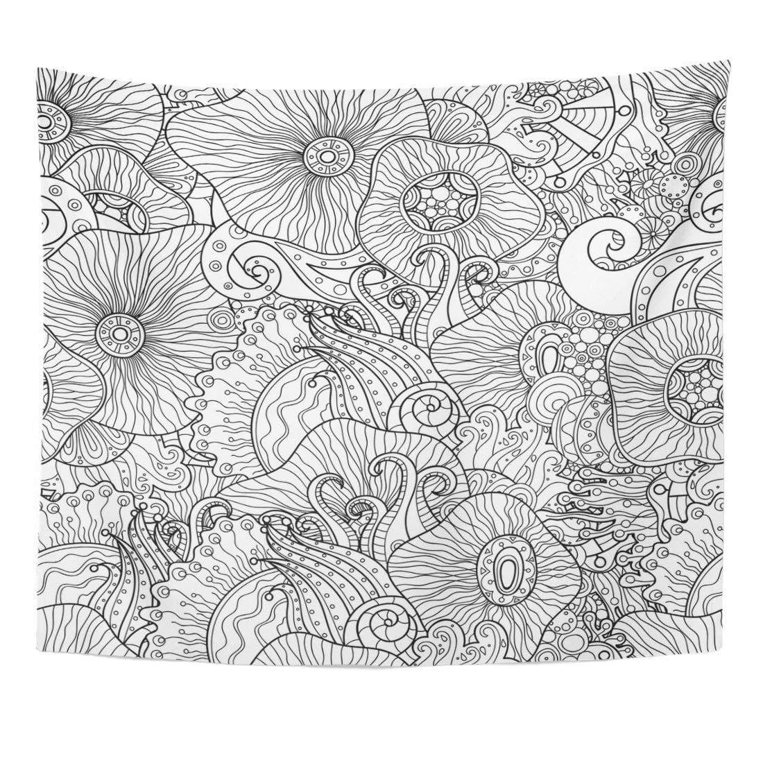 UFAEZU Line Doodle Black and White Abstract Wavy Life Nautical Coloring ...