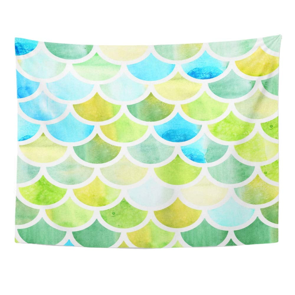 UFAEZU Mermaid Scales Watercolor Fish Bright Summer Pattern with ...