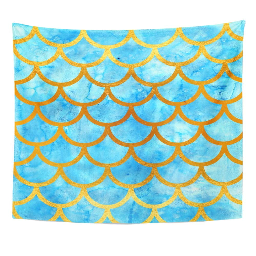 UFAEZU Mermaid Scales Watercolor Fish Bright Summer Pattern with ...