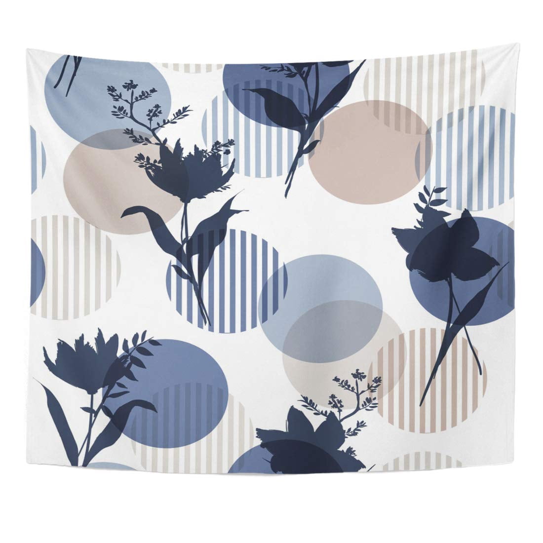 UFAEZU Monotone in Blue Botanic Silhouette Floral on Modern Colorful ...