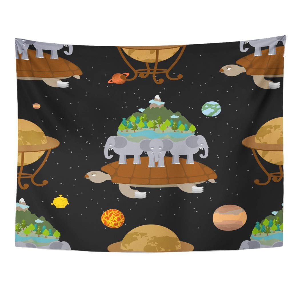 UFAEZU Mythological Planet Earth Old Map Turtle Carrying Elephants ...