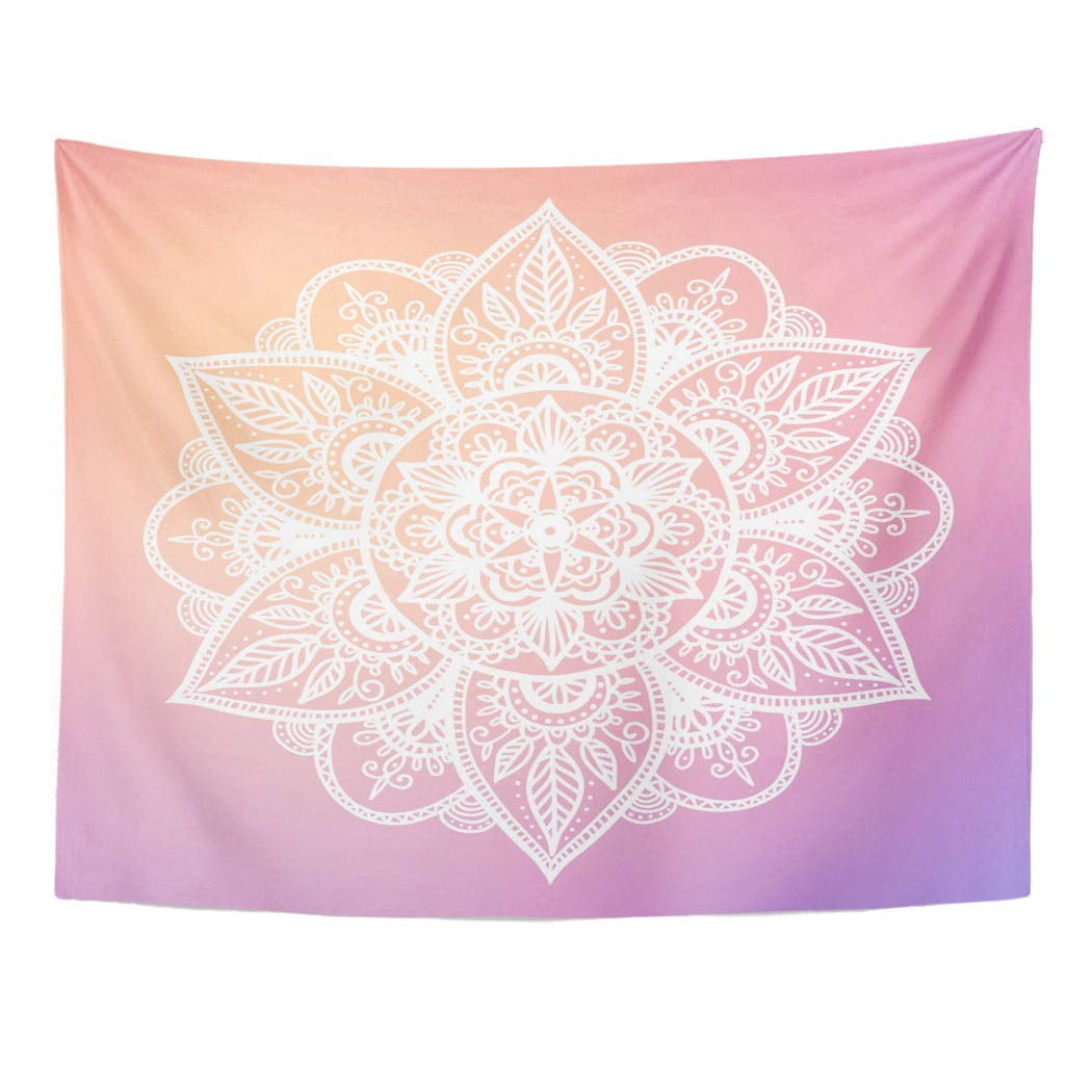 UFAEZU Pastel Round Mandala on Dreamy Gradient Translucent Mesh Pattern ...
