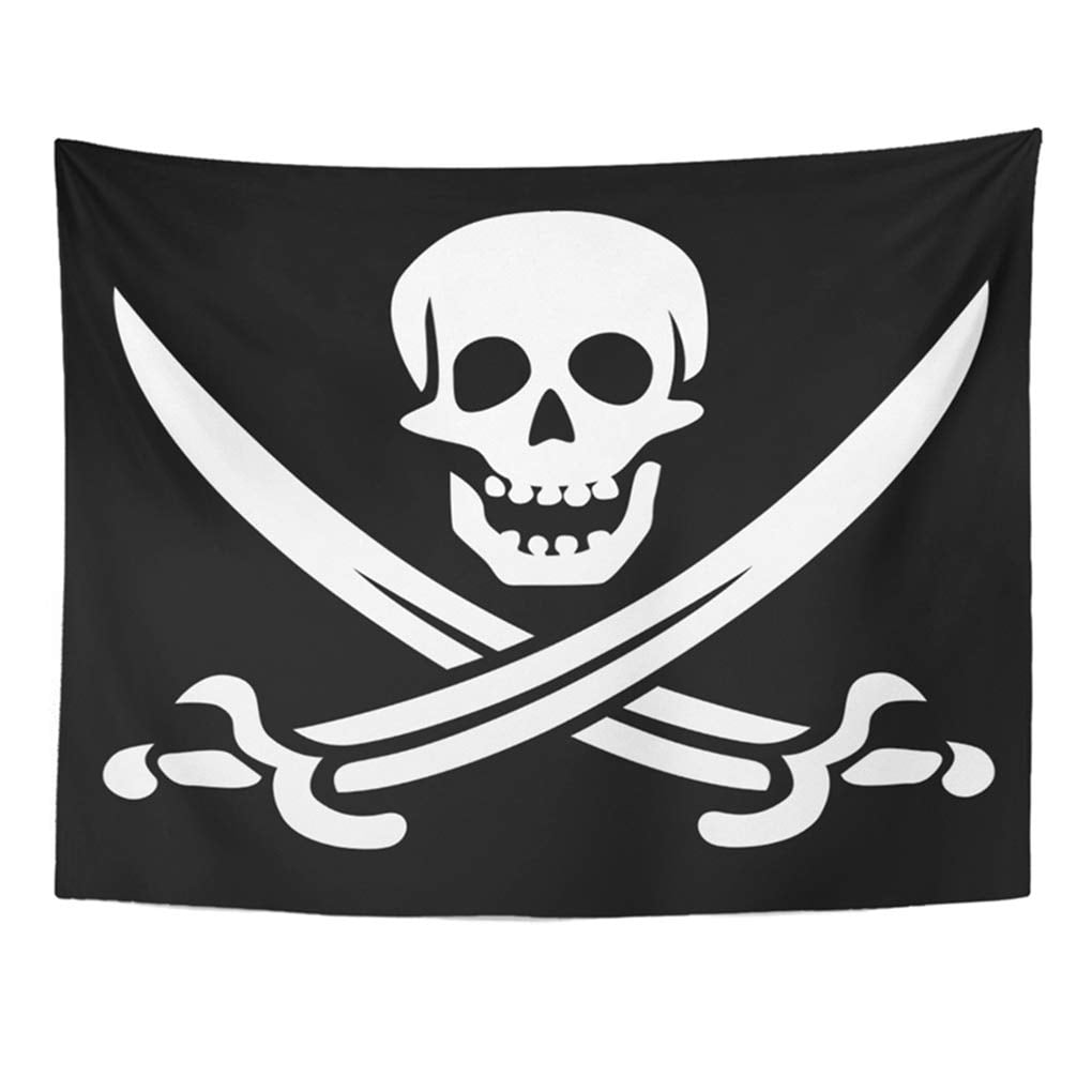 UFAEZU Pirate Jolly Roger Skull and Crossed Swords Symbol Ship Black ...