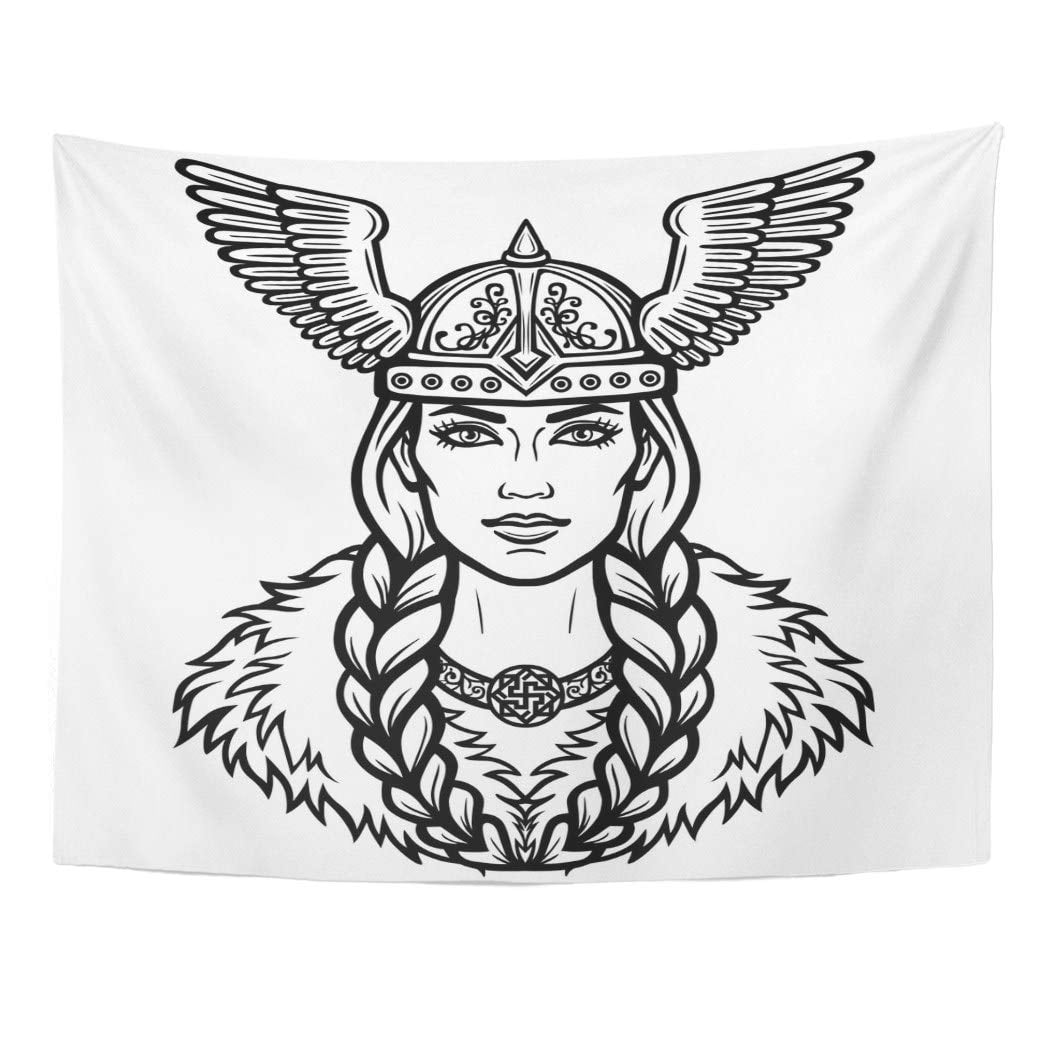 UFAEZU Portrait The Beautiful Young Woman Valkyrie in Winged Helmet ...