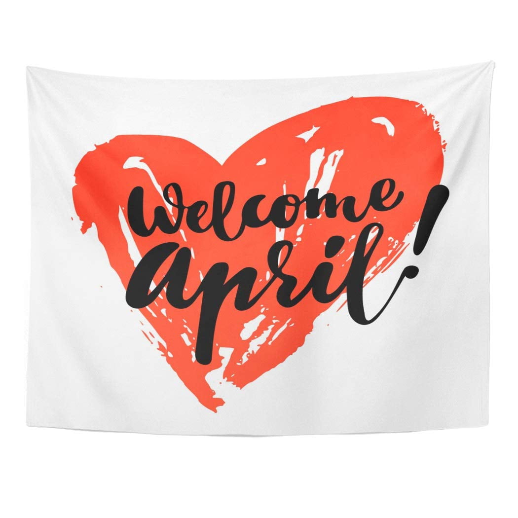 UFAEZU Red Black Phrase Welcome April Spot Brush Hand Lettering ...