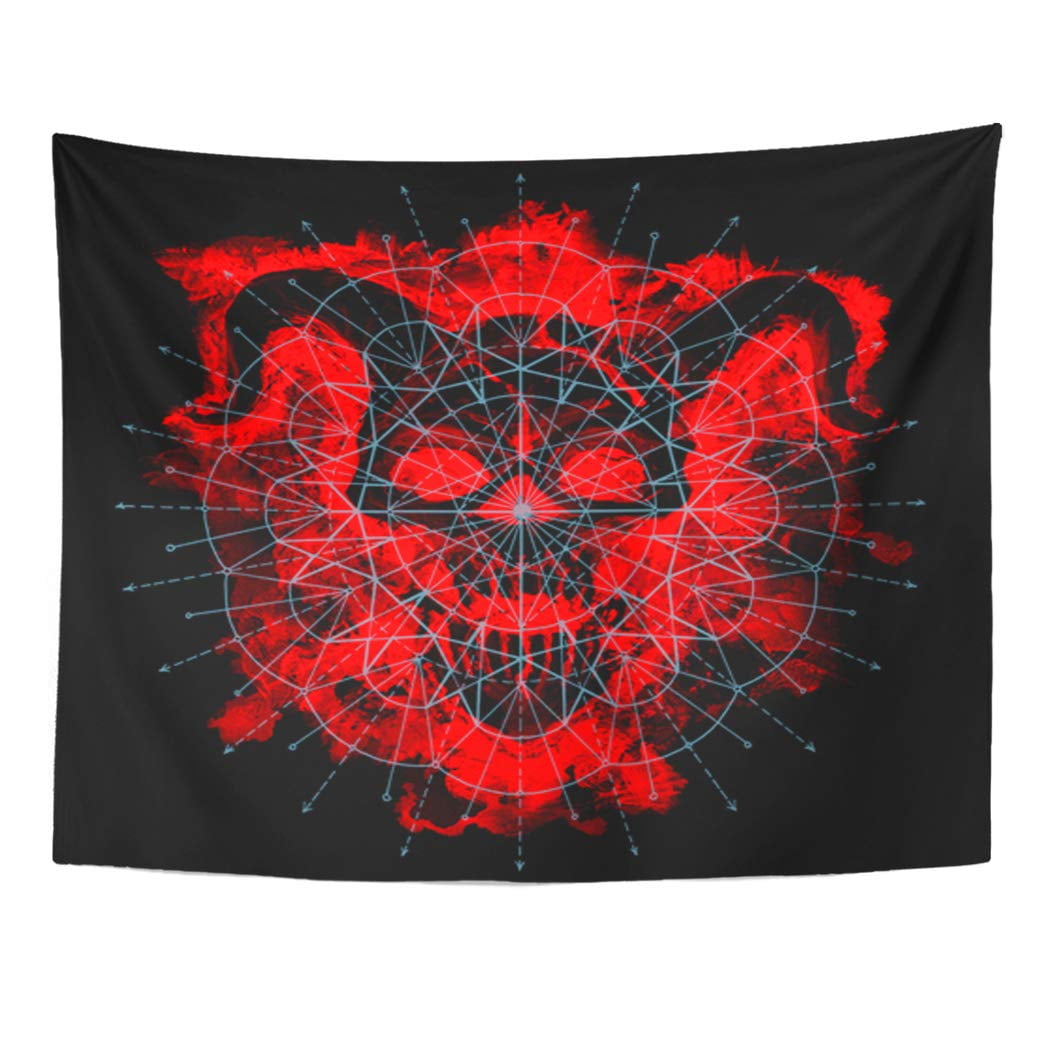 UFAEZU Red Devil Silhouette Geometric Pattern On Black Death Symbol ...
