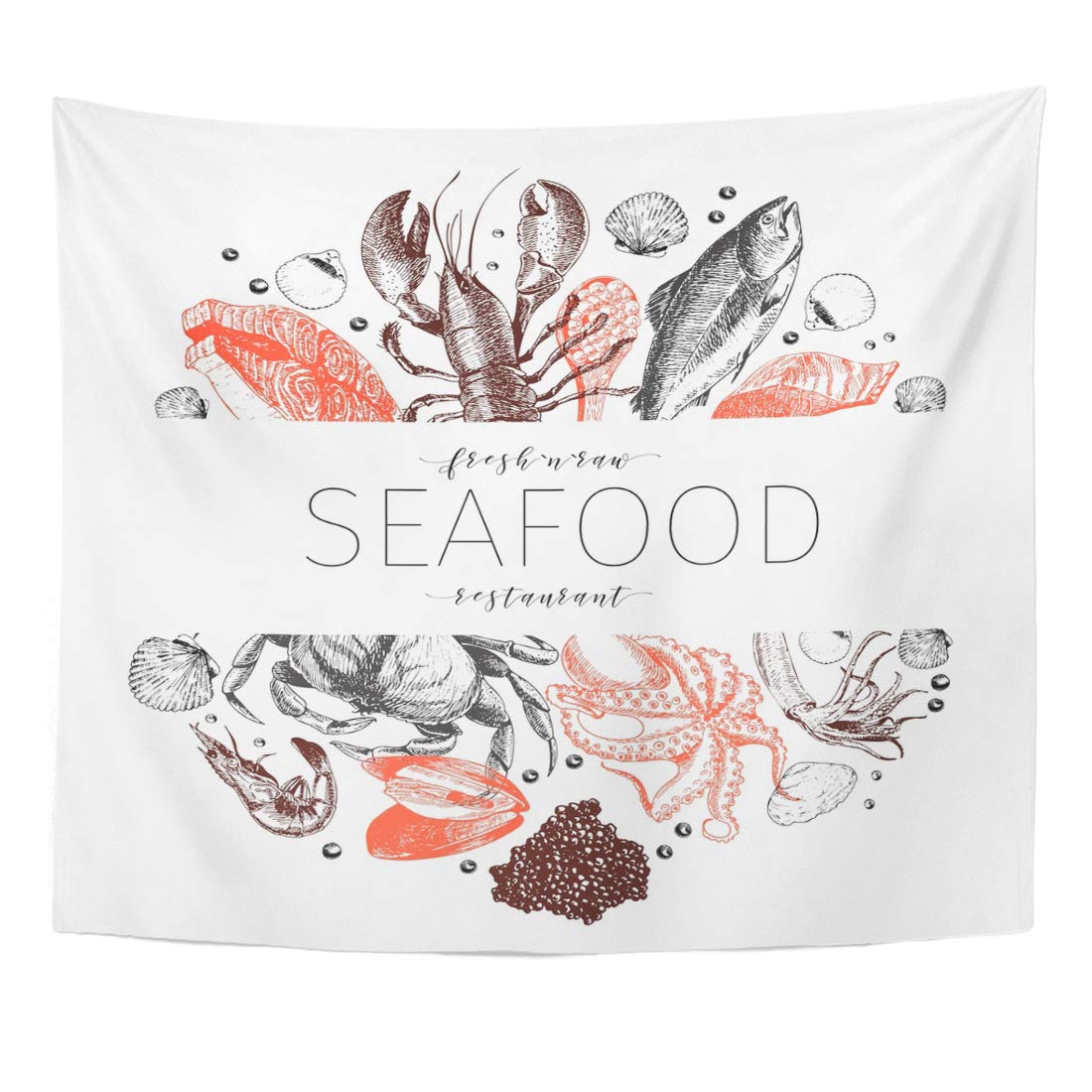 UFAEZU Seafood Lobster Salmon Crab Shrimp Octopus Squid Clams Engraved ...