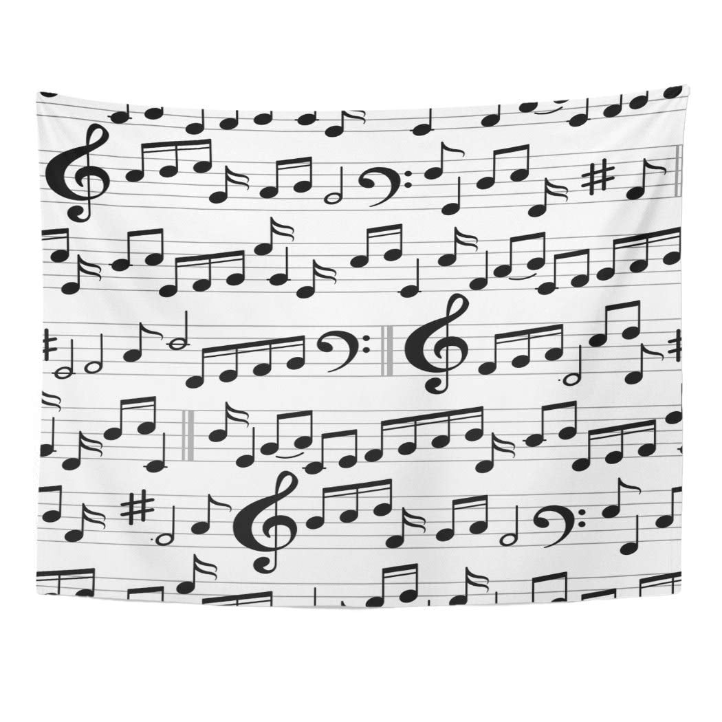 UFAEZU Sheet Abstract Black and White Music Notes Clef Pattern Album ...