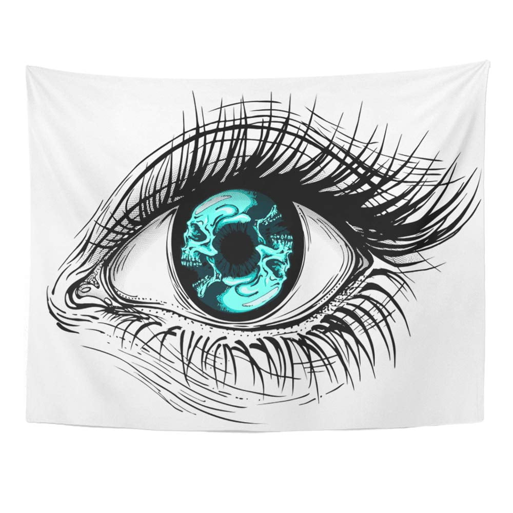 UFAEZU Tattoo Realistic Human Eye Girl Circular Blue Skull Iris Eyeball ...