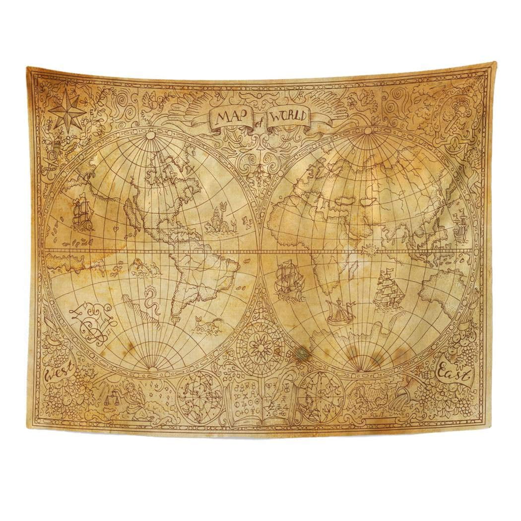 UFAEZU Vintage Ancient Atlas Map World on Old Pirate Adventures ...