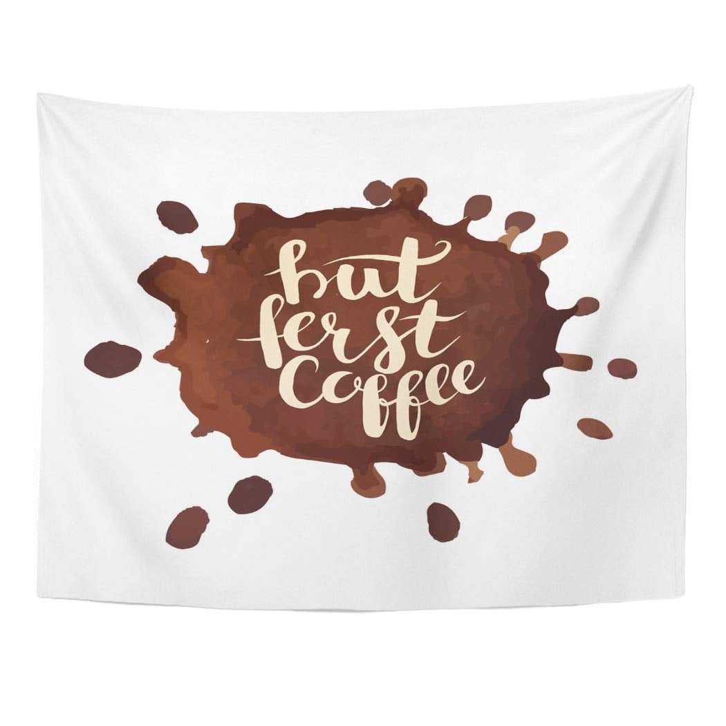 UFAEZU Watercolor Blob Coffee Stains But First Phrase Brown Color Blots ...