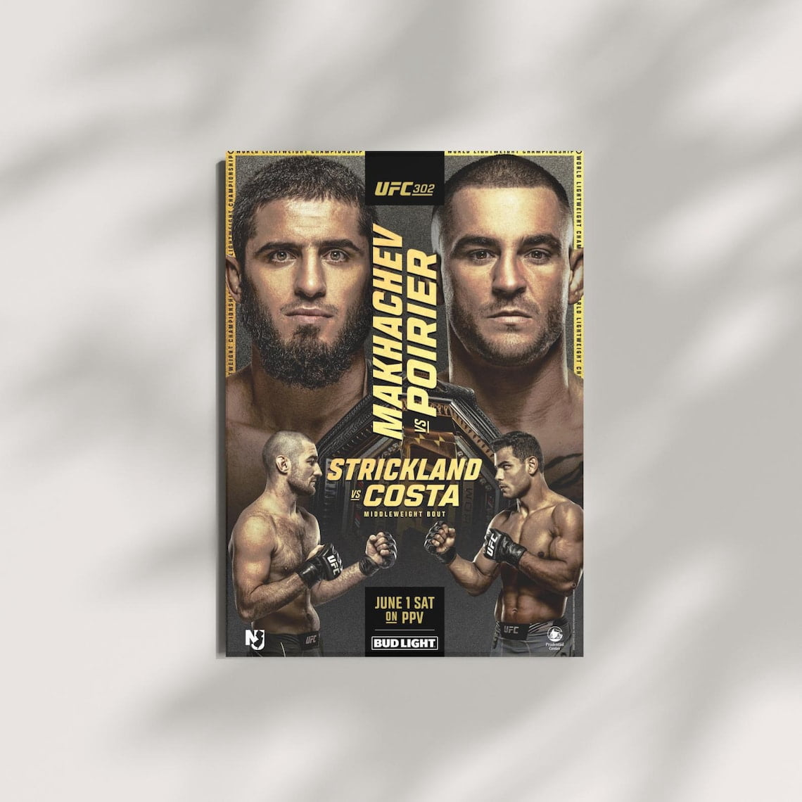 UFC 302 Championship Fight Poster Makhachev vs Poirier Wall Decor Size ...