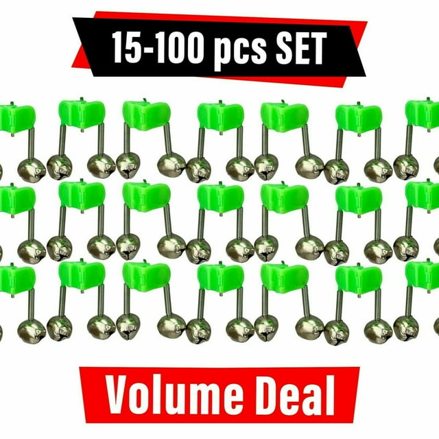 UFISH Fishing Rod Bells 15-100 Pcs Set Bite Pole Double Clip Alert ...