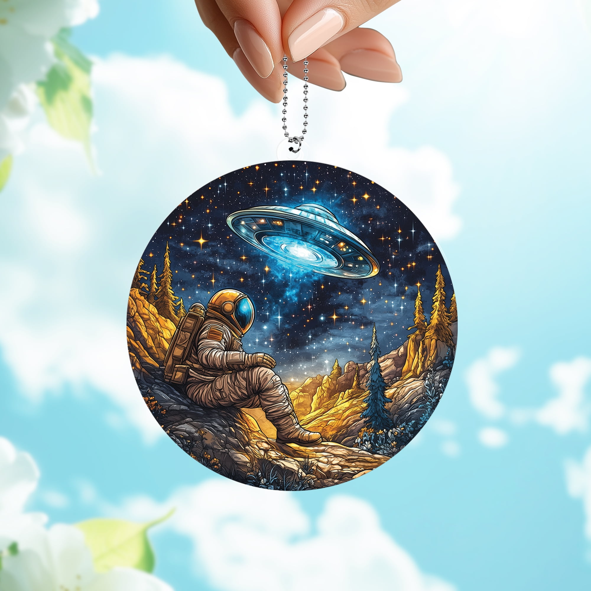 UFO Abduction Acrylic Suncatcher – Stained Glass Style 2D Ornament ...