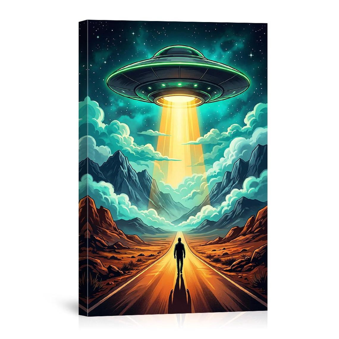 UFO Abduction Sci-Fi Alien Space Invaders Cosmic Fantasy Landscape For ...