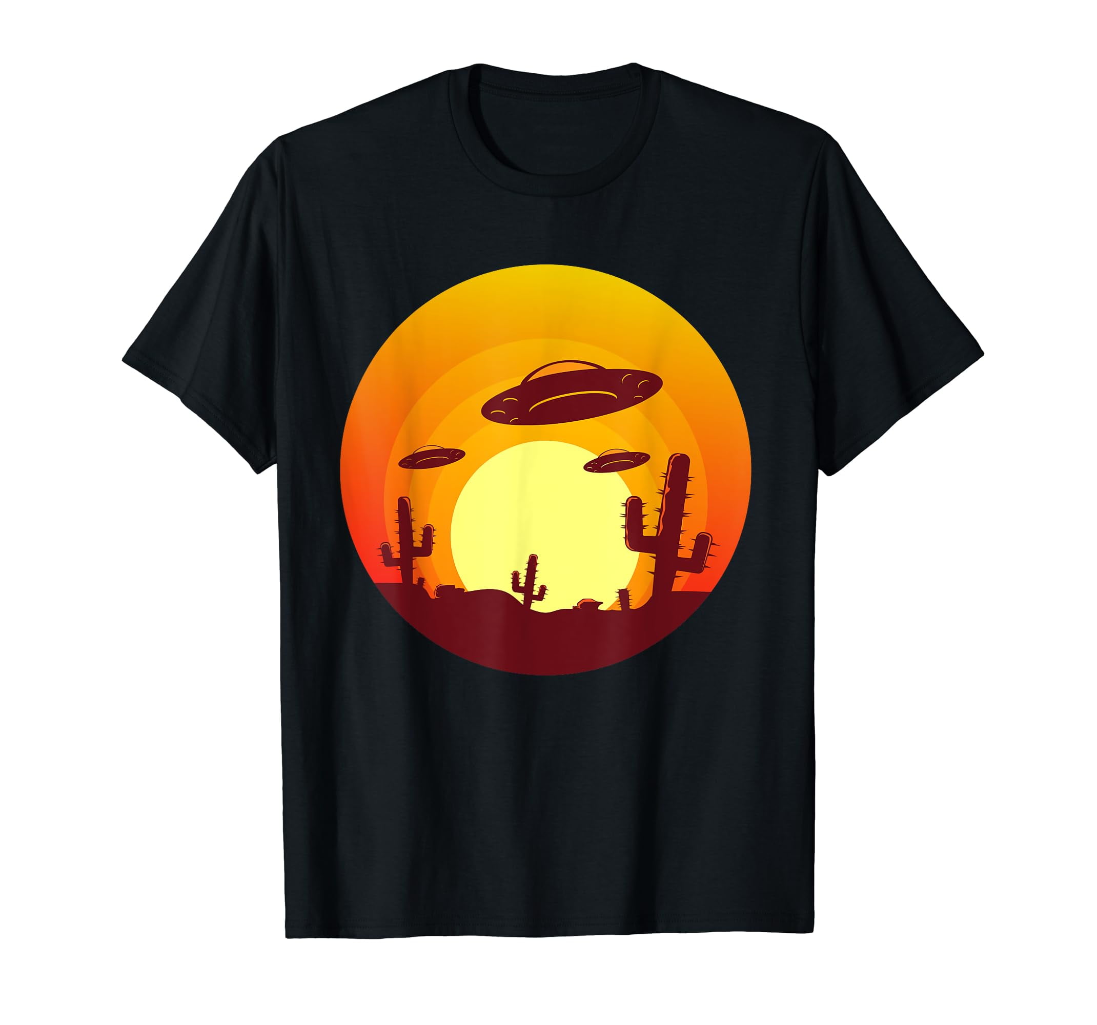 UFO Alien Abduction Conspiracy Vintage Nevada Desert Sunset T-Shirt ...