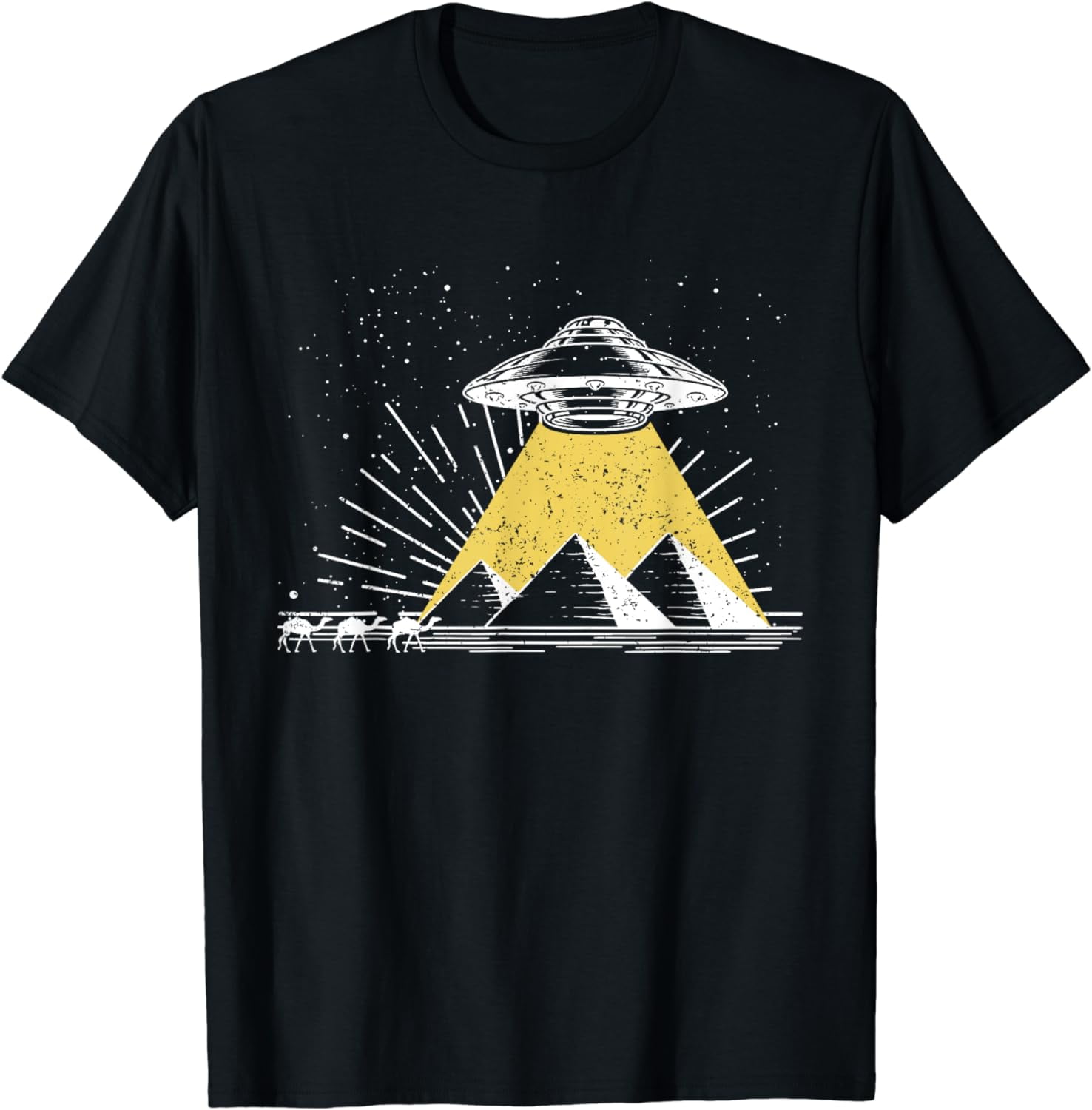 UFO Alien Abduction Pyramids Ancient Egypt Camels Science T-Shirt ...