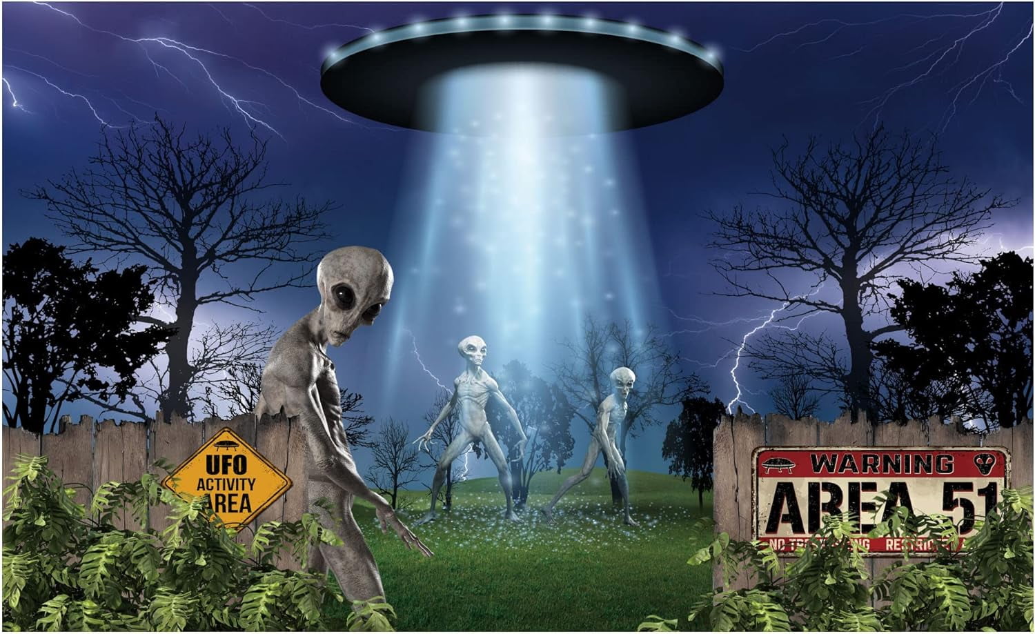 UFO Alien Backdrop Spaceship Halloween Birthday Party Supplies Banner ...