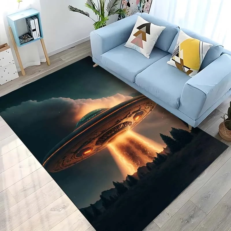 UFO Alien Carpet Mystery Science Fiction Theme Rug Carpet for Living ...