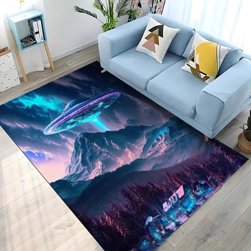 UFO Alien Carpet Mystery Science Fiction Theme Rug Carpet for Living ...