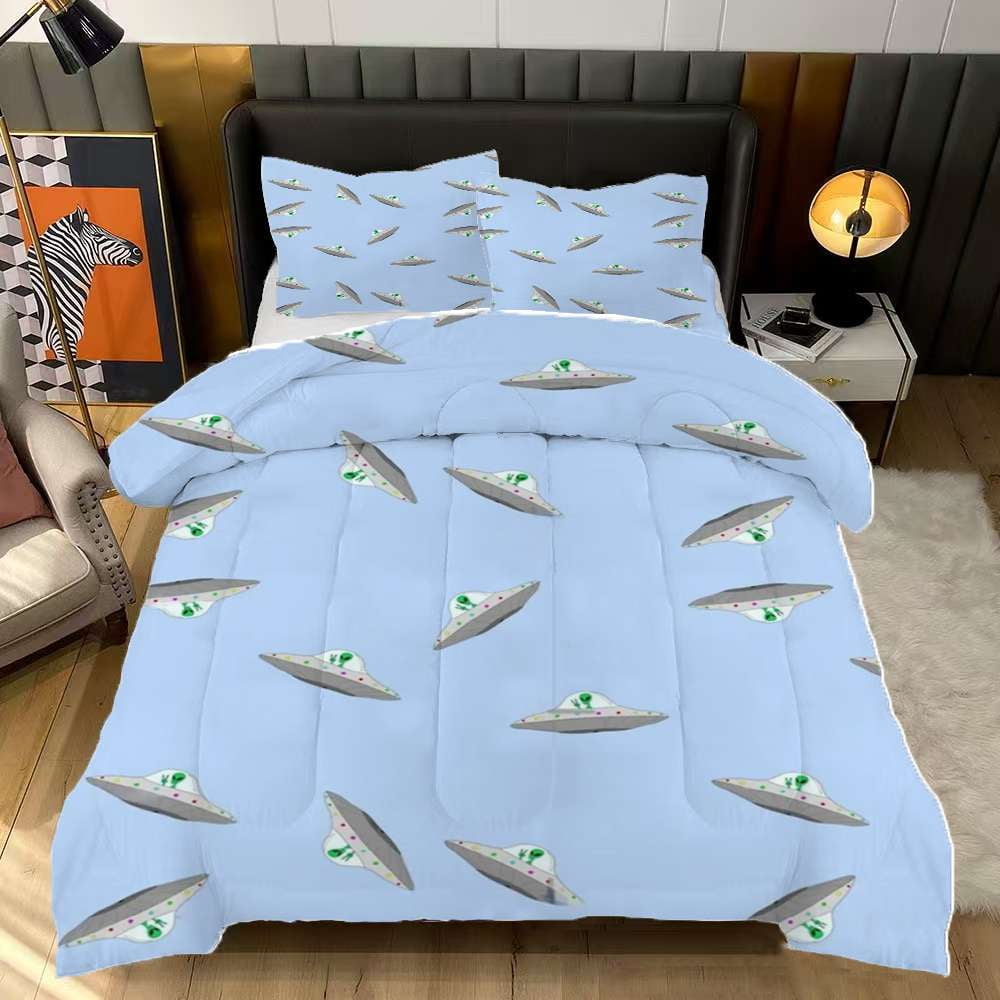 UFO Alien Comforter Set Queen Size Bedding Set For Travl Bedroom Decor ...