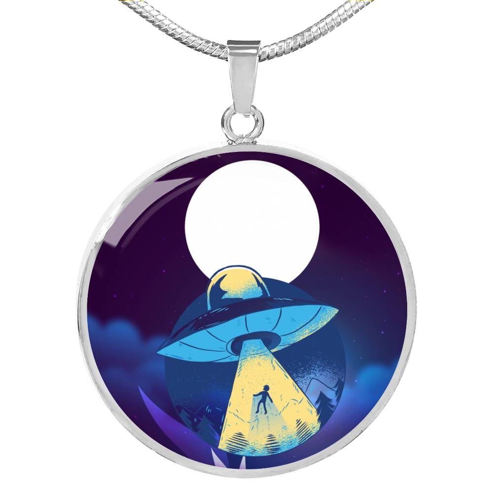 UFO Alien Fan Alien Abduction Circle Necklace Stainless Steel or 18k ...