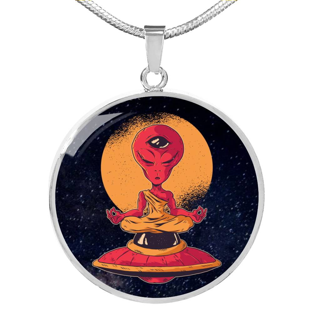 UFO Alien Fan Alien Meditation Circle Necklace Stainless Steel or 18k ...