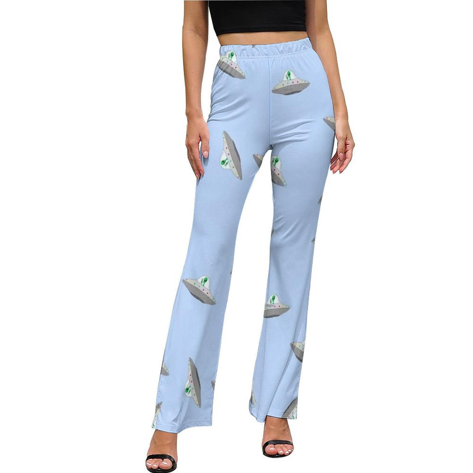 UFO Alien High Waisted Casual Flared Trousers Summer Home Pants Gift ...