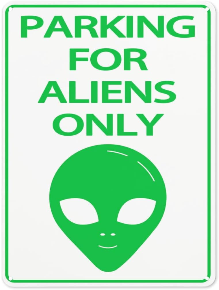 UFO Alien Metal Tin Sign PARKING FOR ALIENS ONLY Tin Sign Decoration ...