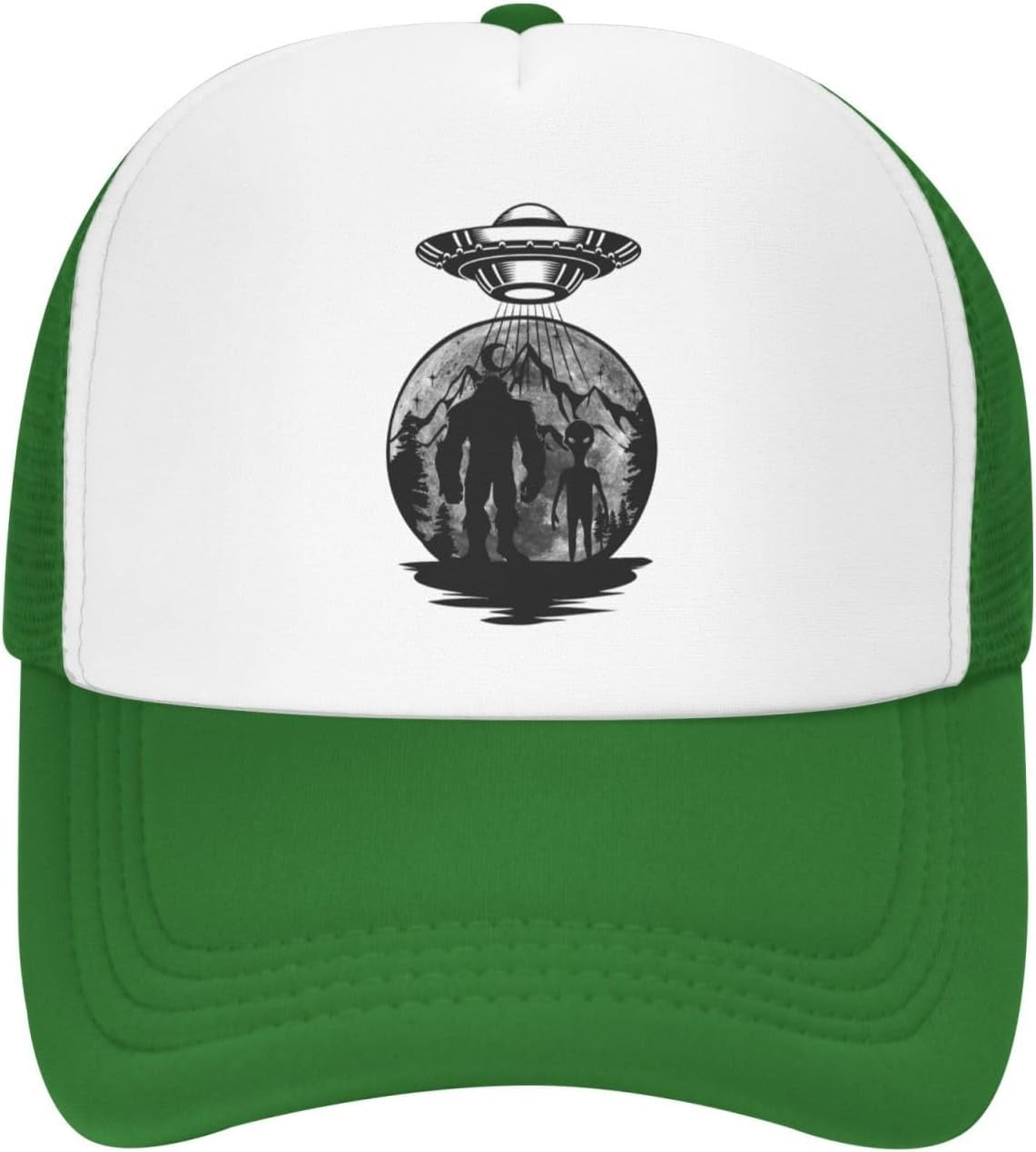 UFO Alien and Bigfoot Moon Trucker Hat,Baseball Golf Dad Cap ...