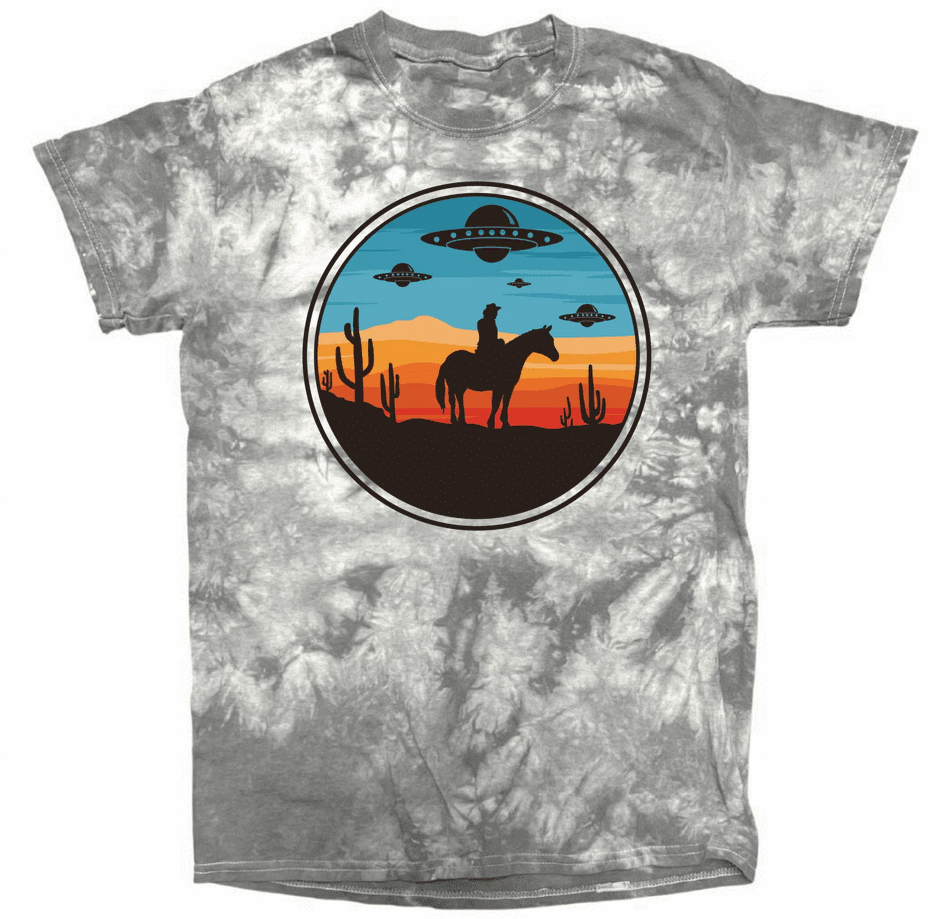 UFO And Cowboy T-Shirt Retro Space Cowboy Shirt Aliens Sci-fi Tie Dye ...
