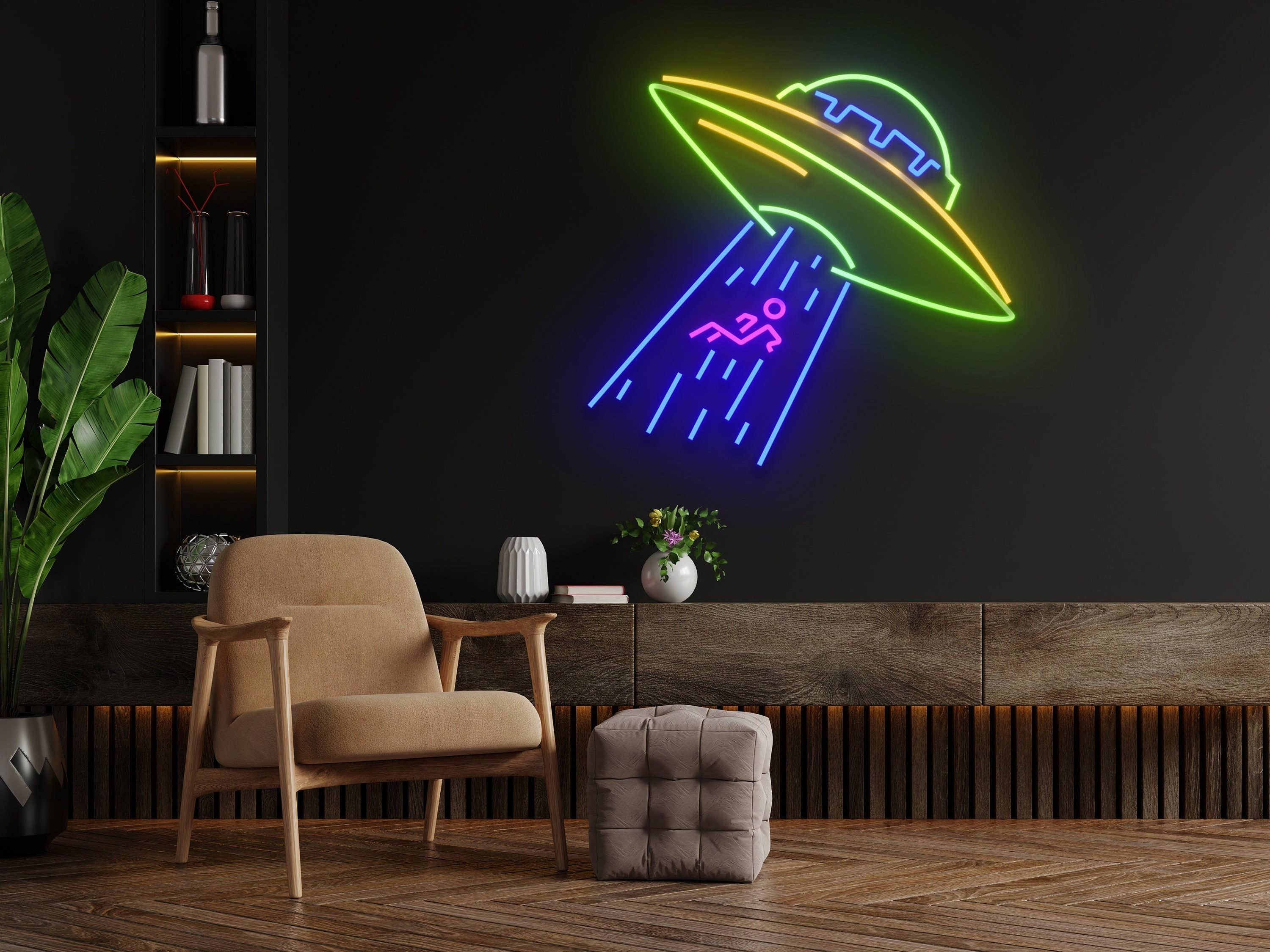 UFO Astronaut Spaceman Neon Sign, Art Wall Decor - Walmart.com