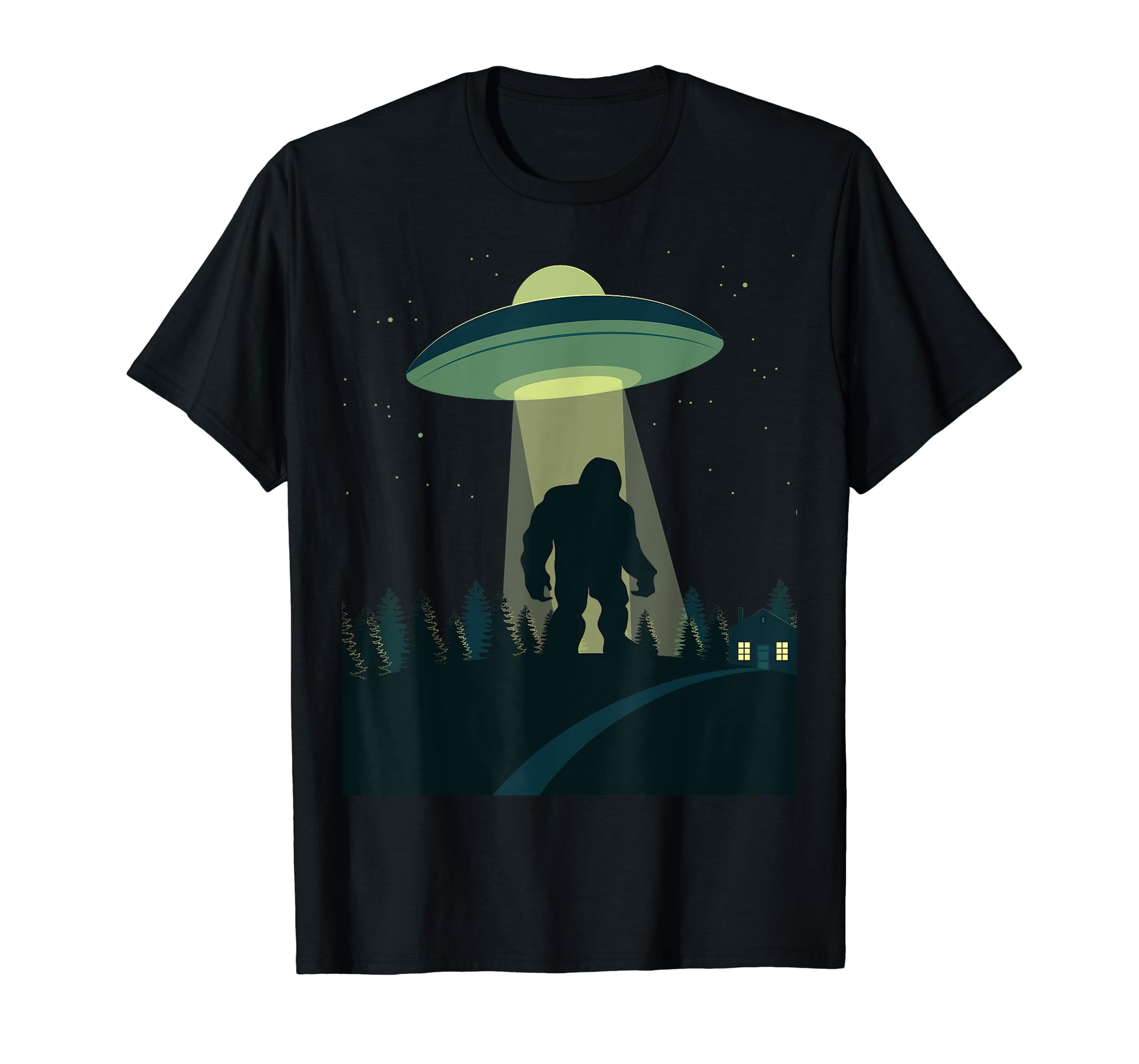 UFO Believer Sasquatch Alien Abduction Yeti Cryptid Bigfoot Black T-Shirt - Walmart.com