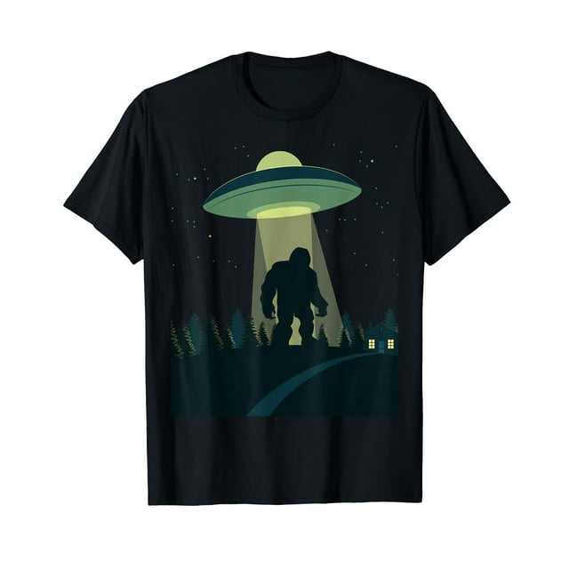 UFO Believer Sasquatch Alien Abduction Yeti Cryptid Bigfoot Black T ...